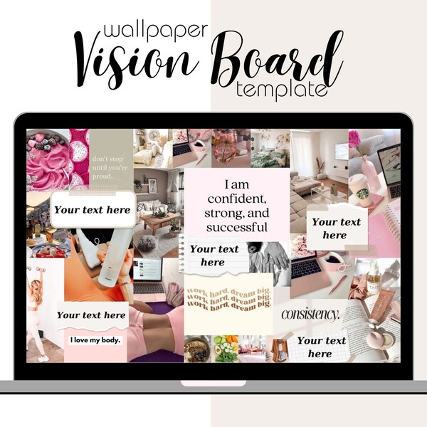 Editable Vision Board Template, Boho Vision Board Printable, 2024 ...