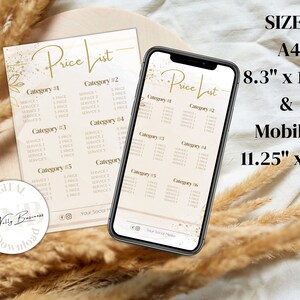 Editable Price List Template for Small Business Editable Pricing Sheet Edit in Canva Template ...