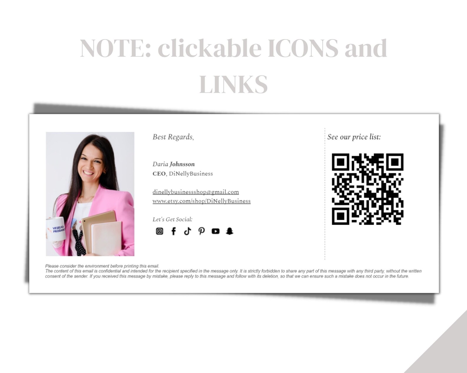 Editable Email Signature Template With QR Code, Editable Google Docs ...
