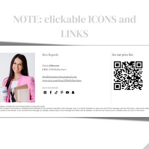 Editable Email Signature Template With QR Code, Editable Google Docs ...