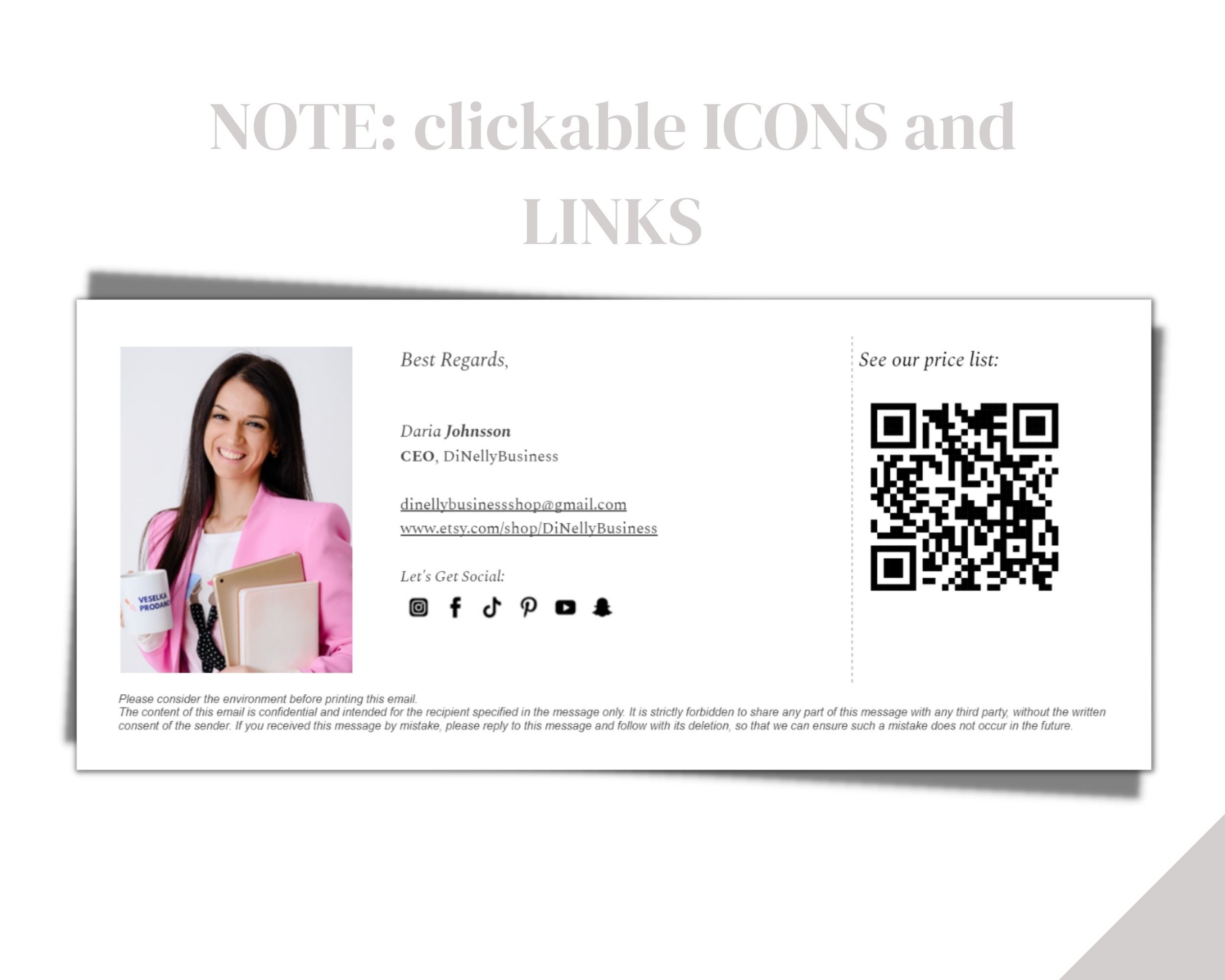 Editable Email Signature Template With QR Code, Editable Google Docs ...