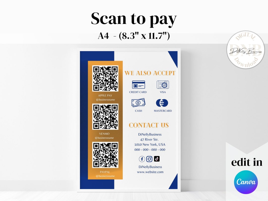 QR Code Scan to Pay Template Indigo and Honeycomb Colors, Colorful ...
