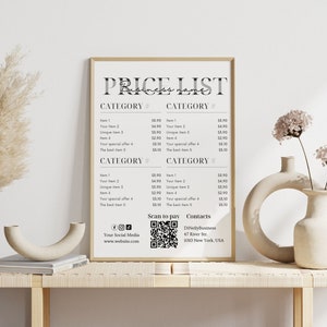 Minimalistic Price List Template, Editable Price List Template Canva ...