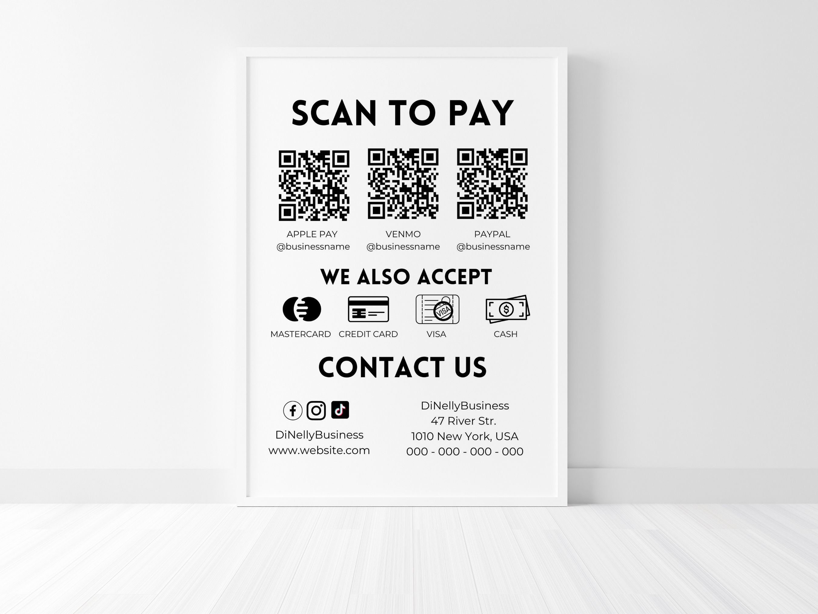QR Code Scan to Pay Template, Minimalistic Scan to Pay Template, QR ...