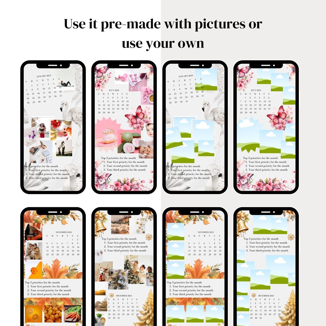 2025 Editable Vision Board Template, Floral Digital Vision Board , 2025 ...