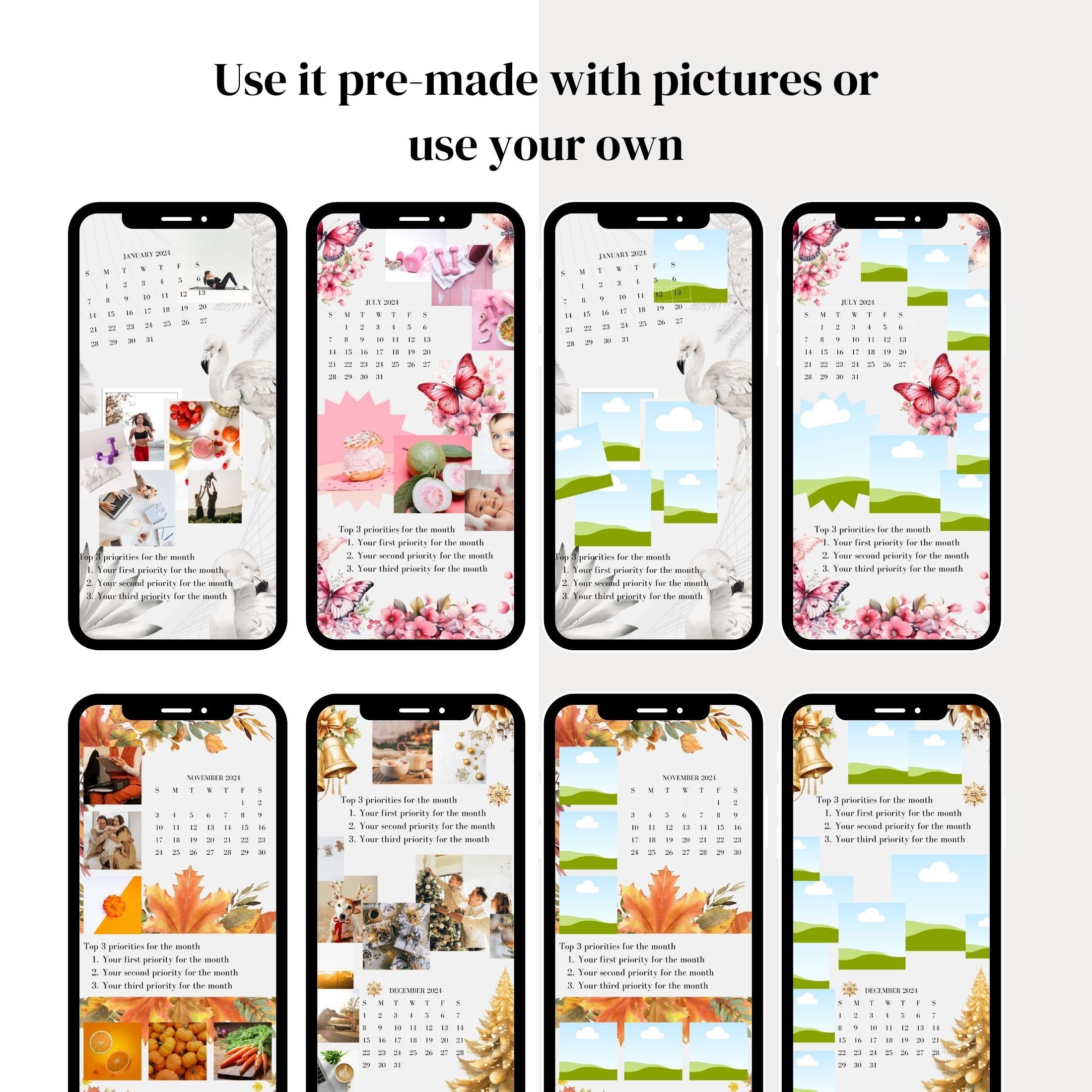 2025 Editable Vision Board Template, Floral Digital Vision Board , 2025 ...