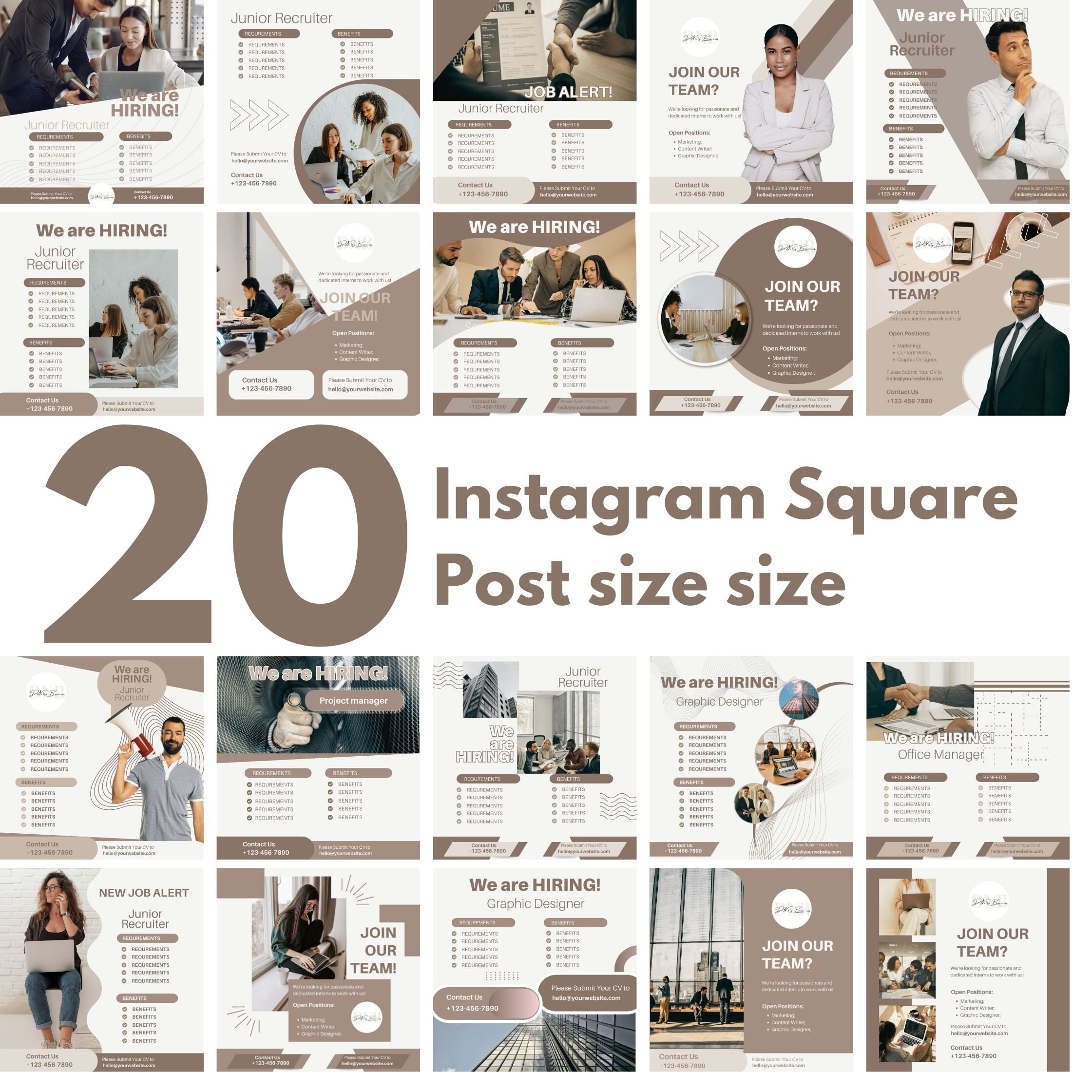 Recruitment Agency Instagram Post Templates | We Are Hiring Instagram ...