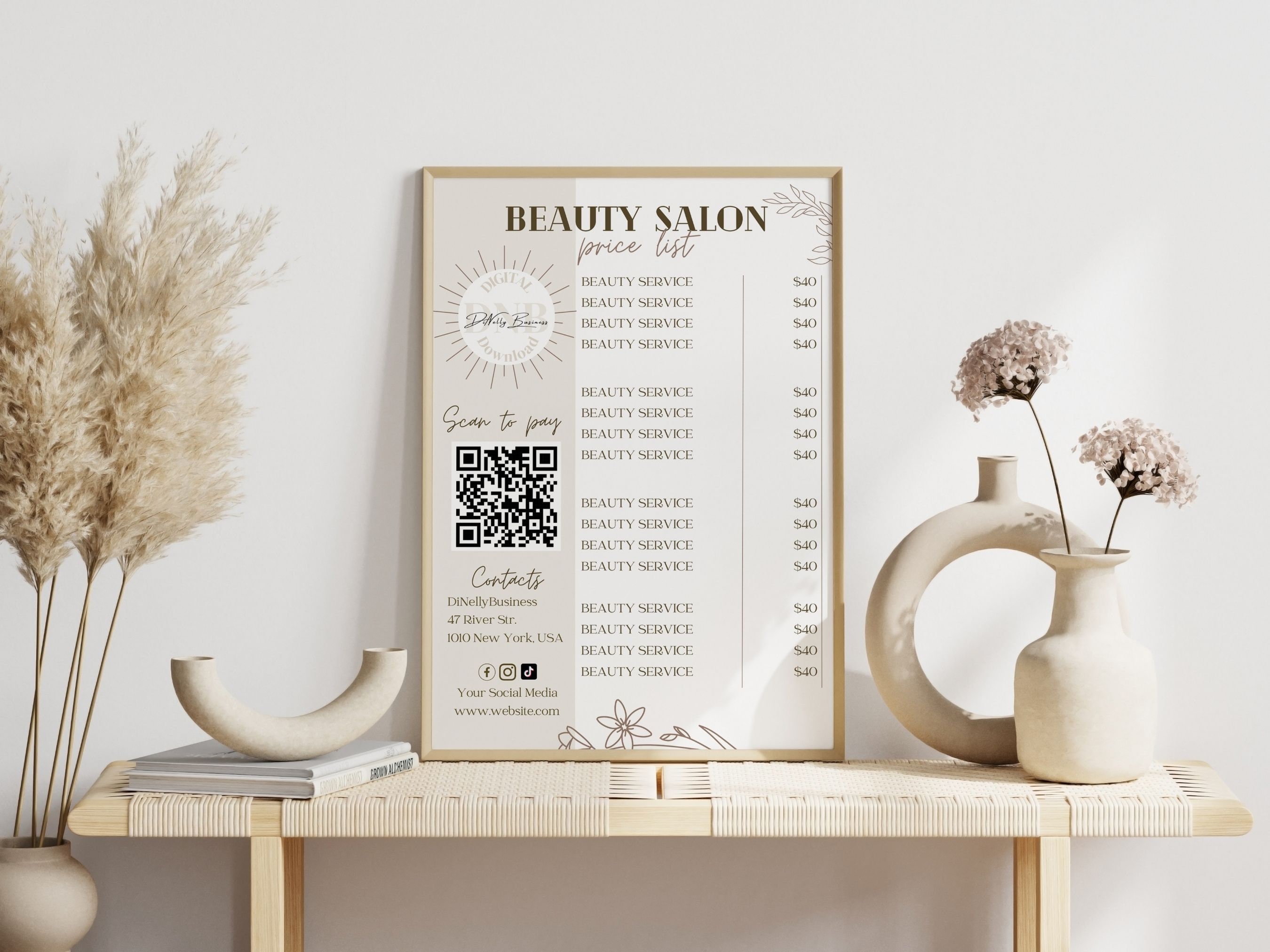 Editable Price List Template for Small Business Minimalistic Pricing Sheet Edit in Canva ...