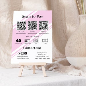 Pink QR Code Scan-to-pay Canva Template, Editable QR Scan to Pay Canva ...