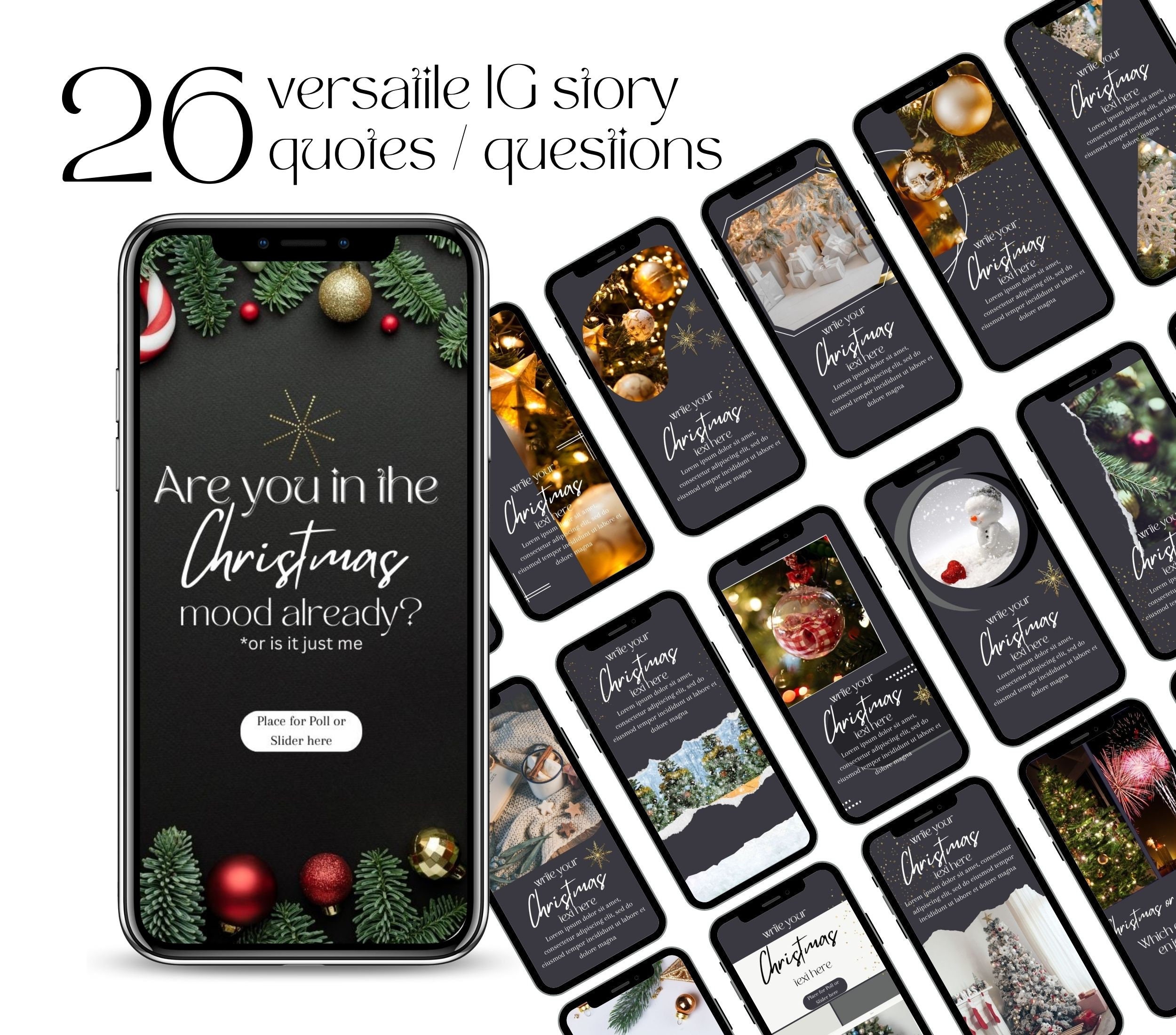 Black Christmas Instagram Story Templates, 54 Salon IG Story Templates ...