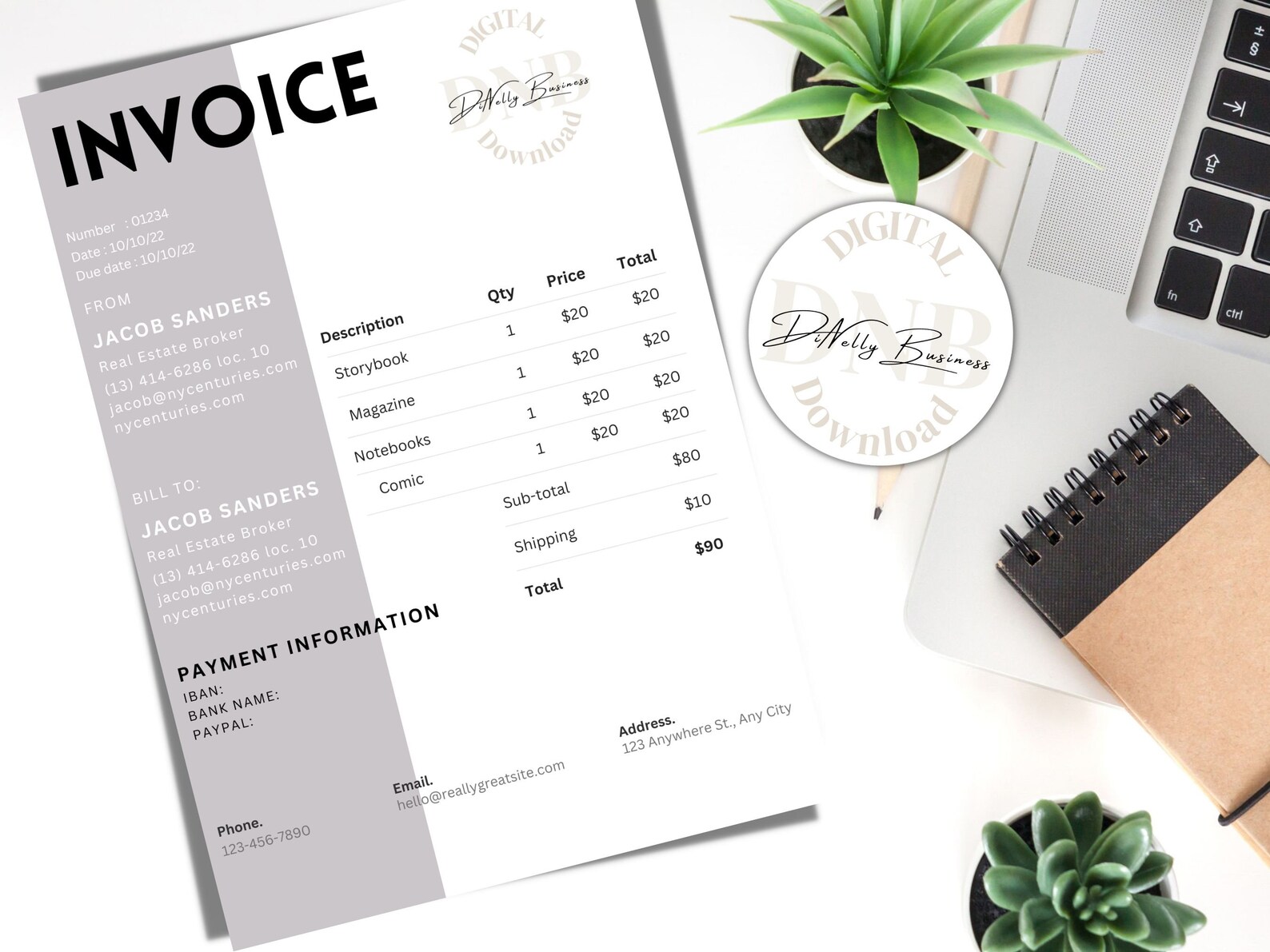CANVA Invoice Template, Simple Invoice Template, Invoice, Invoice ...