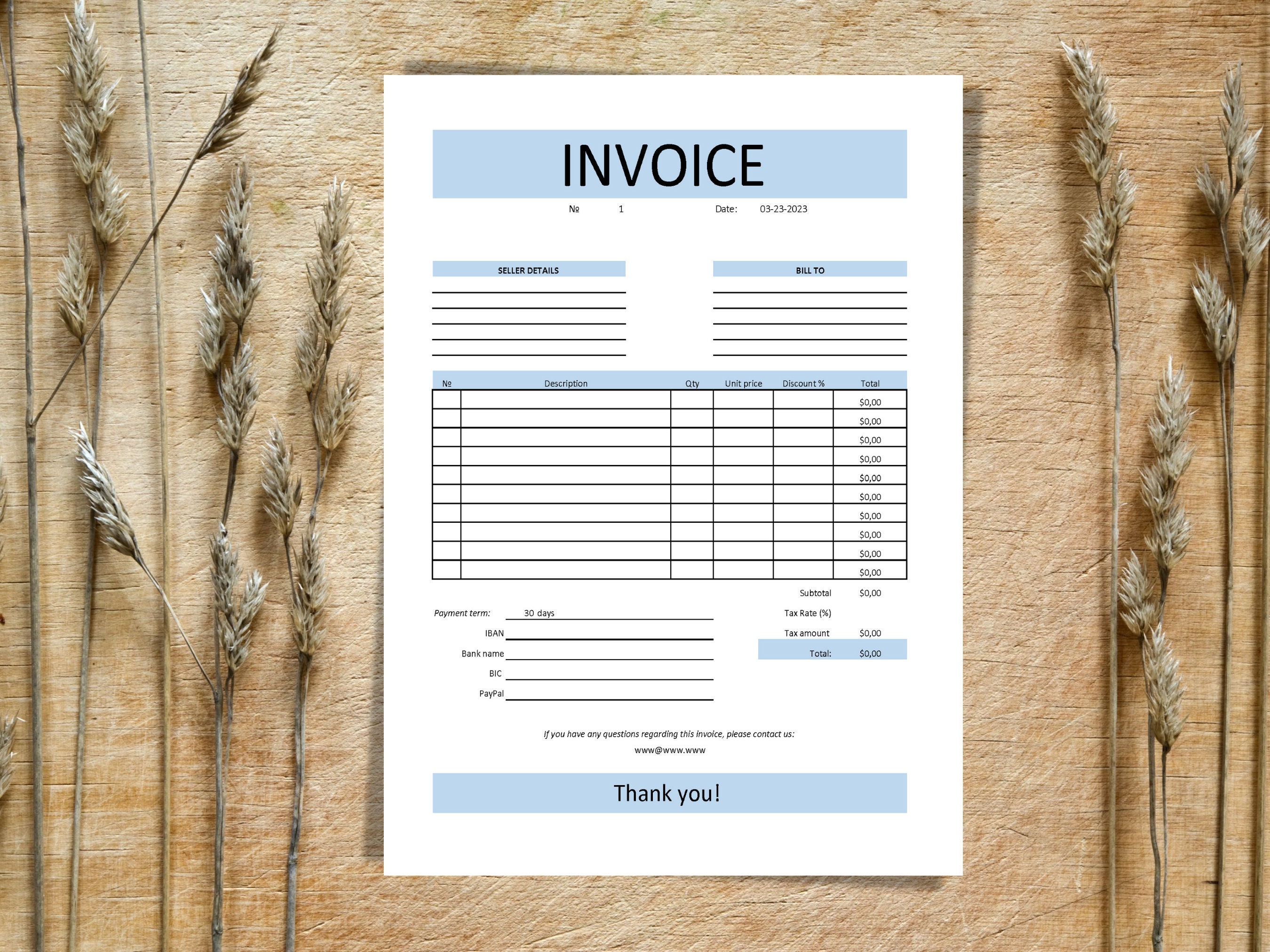 Invoice Template Excel, Excel Invoice Template Spreadsheet, Invoice ...