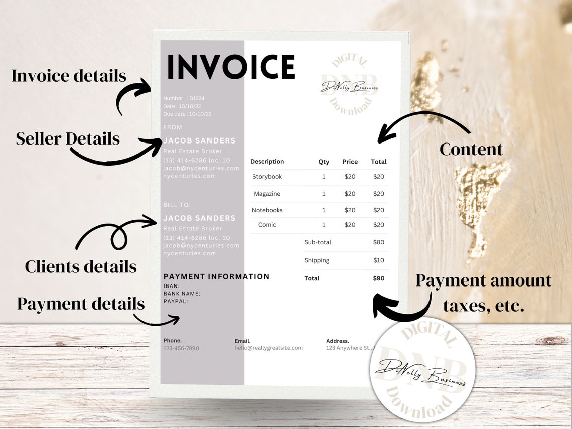 CANVA Invoice Template, Simple Invoice Template, Invoice, Invoice ...