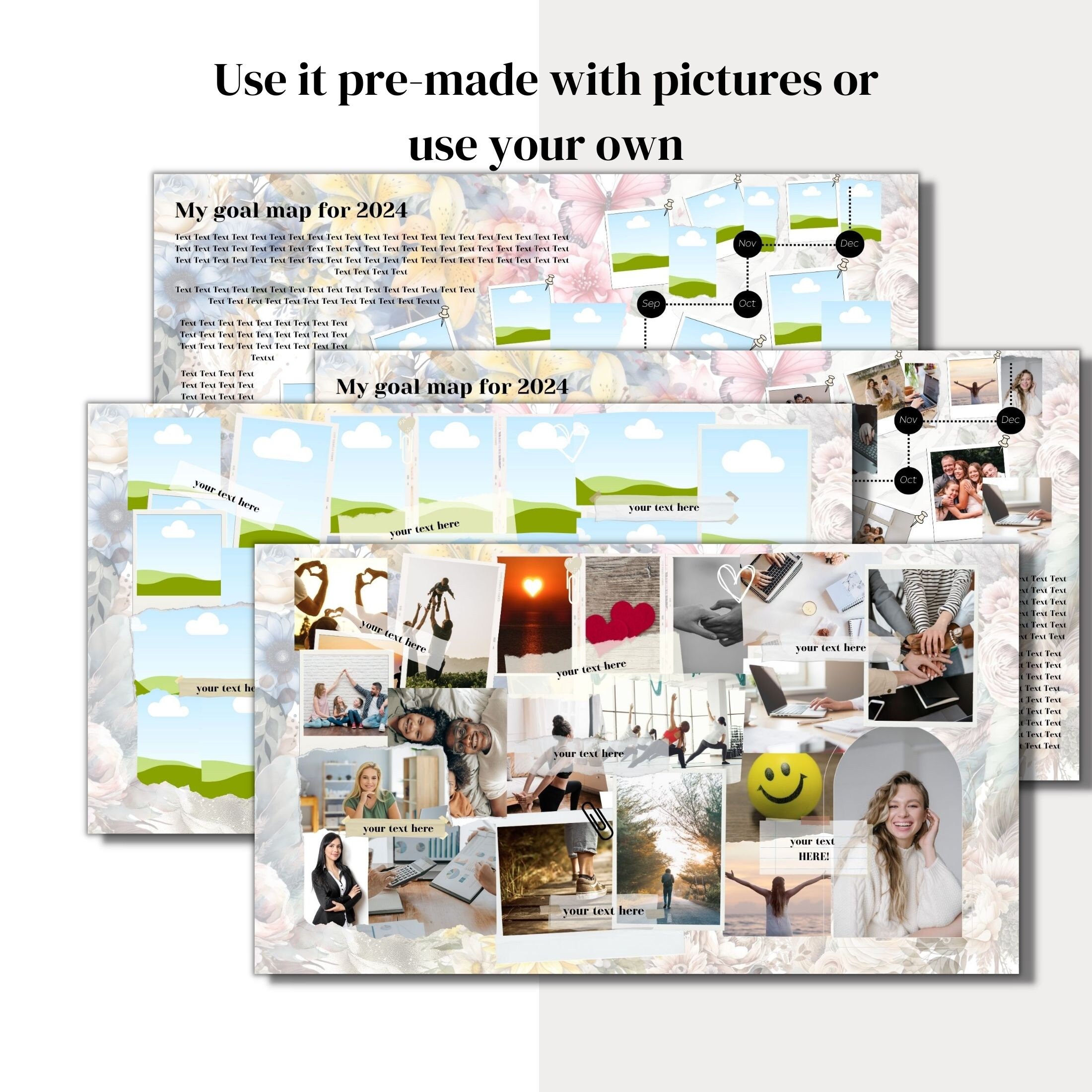 2025 Editable Vision Board Template, Floral Digital Vision Board , 2025 ...