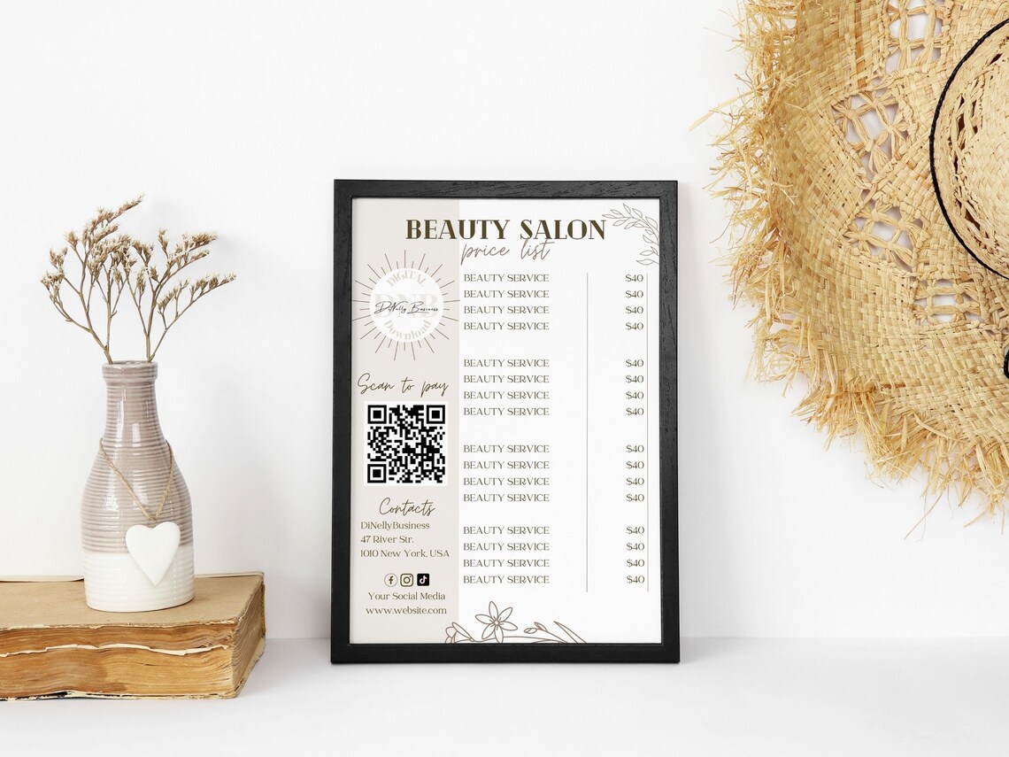 Editable Price List Template for Small Business Minimalistic Pricing Sheet Edit in Canva ...