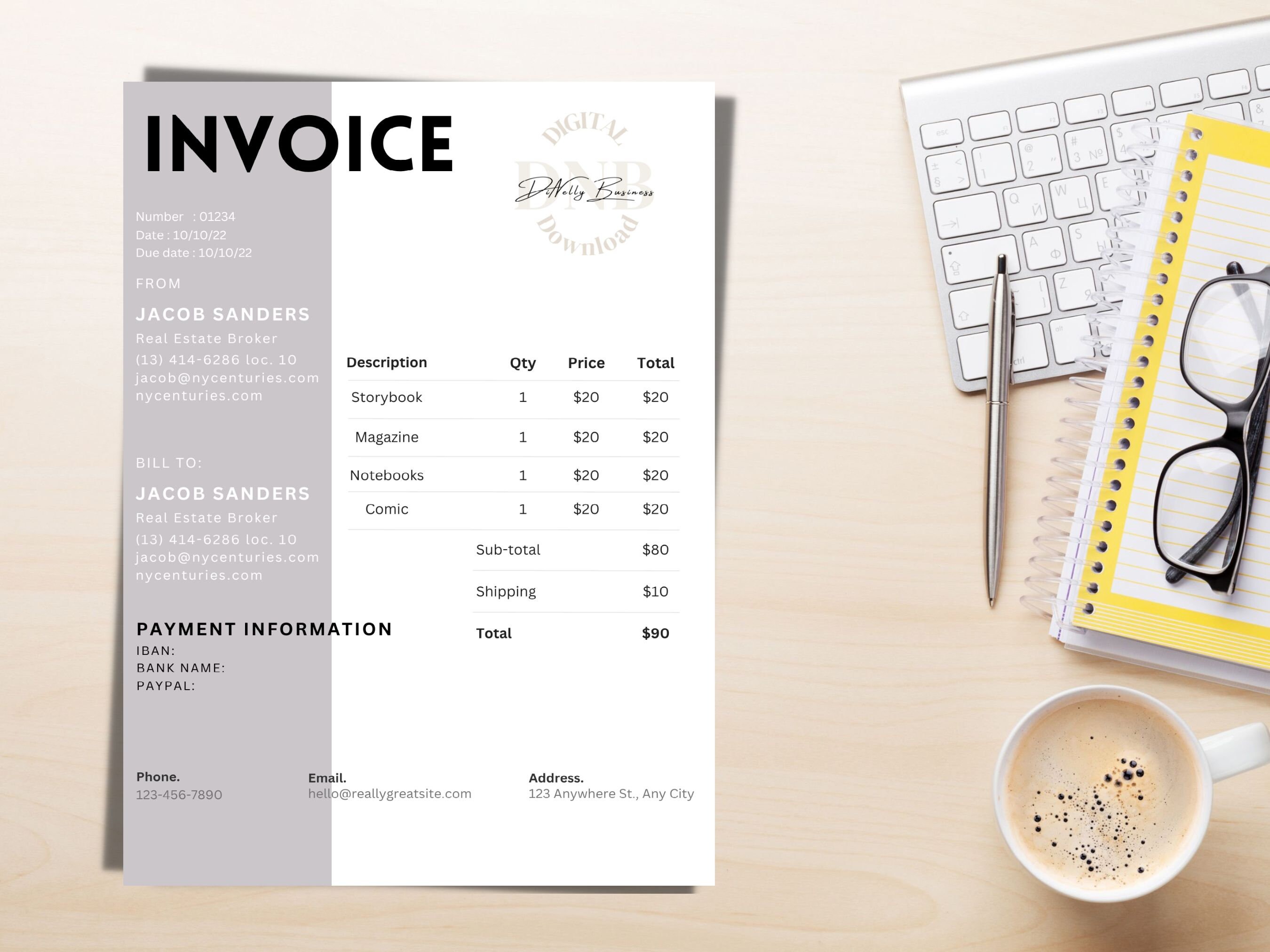CANVA Invoice Template, Simple Invoice Template, Invoice, Invoice ...