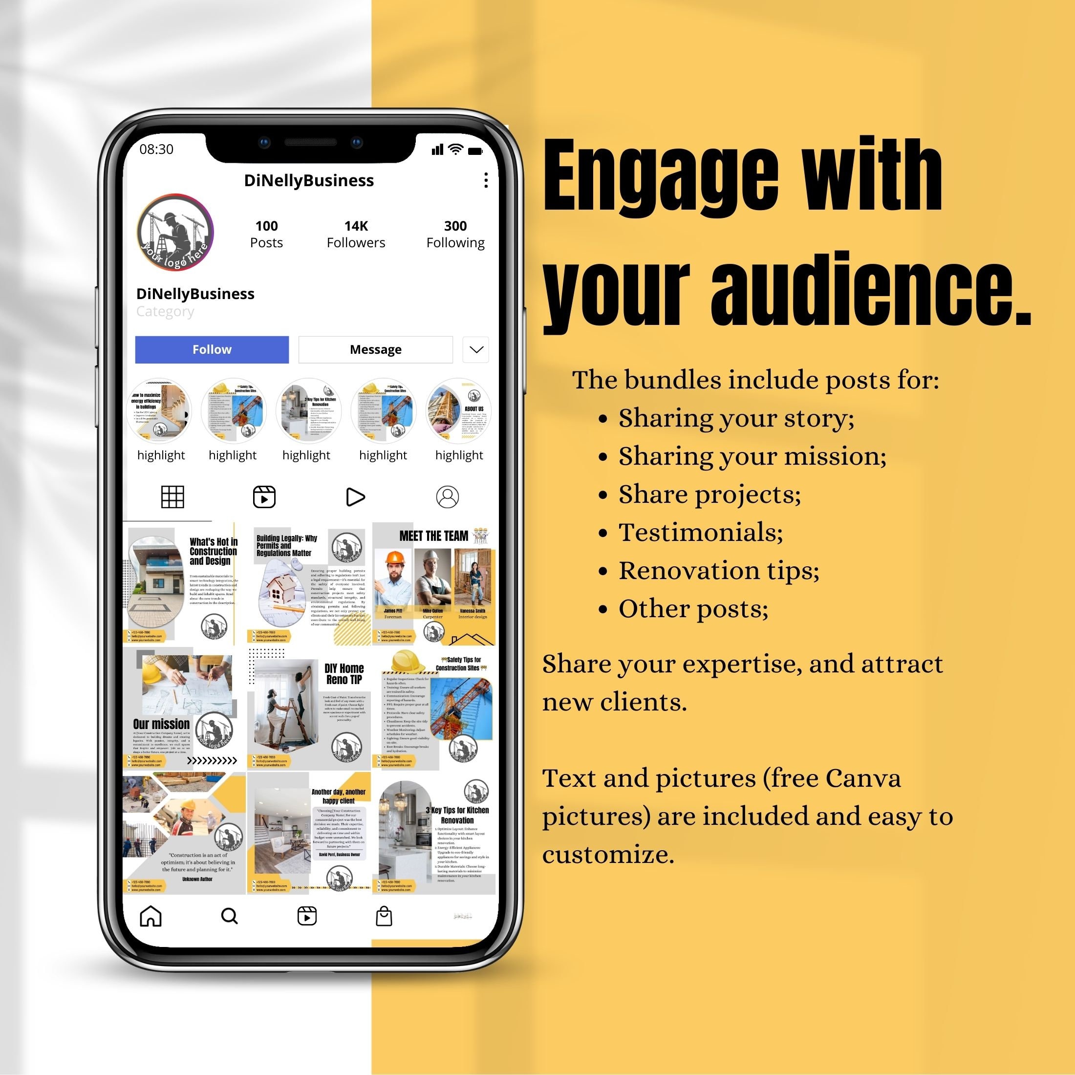 Construction Instagram Post Templates | Construction Social Media Post ...