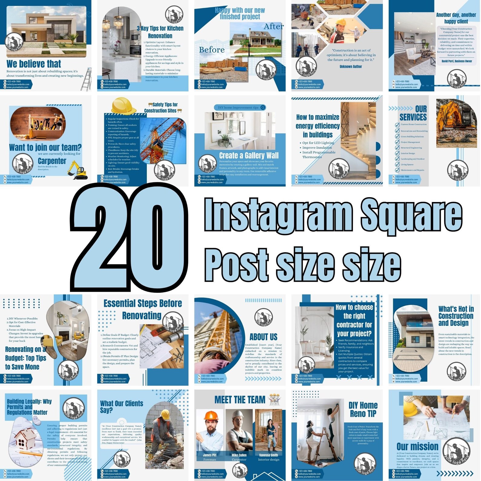 Construction Instagram Post Templates | Construction Social Media Post ...