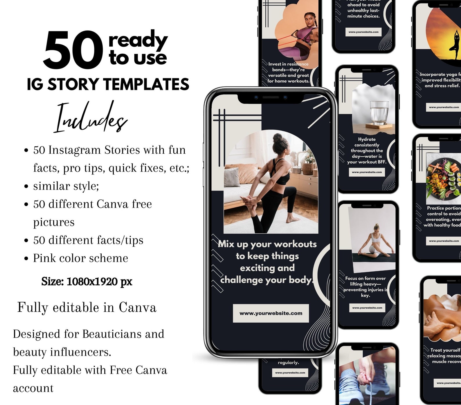140 Black Fitness Instagram Story Templates, Black Health and Fitness ...