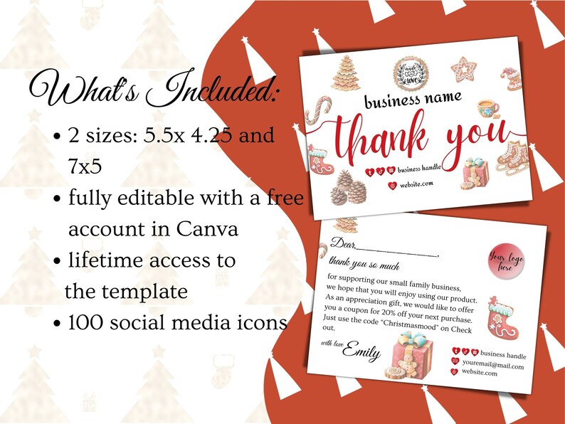 Christmas Order Inserts, Brand Packaging Insert Templates, Christmas ...