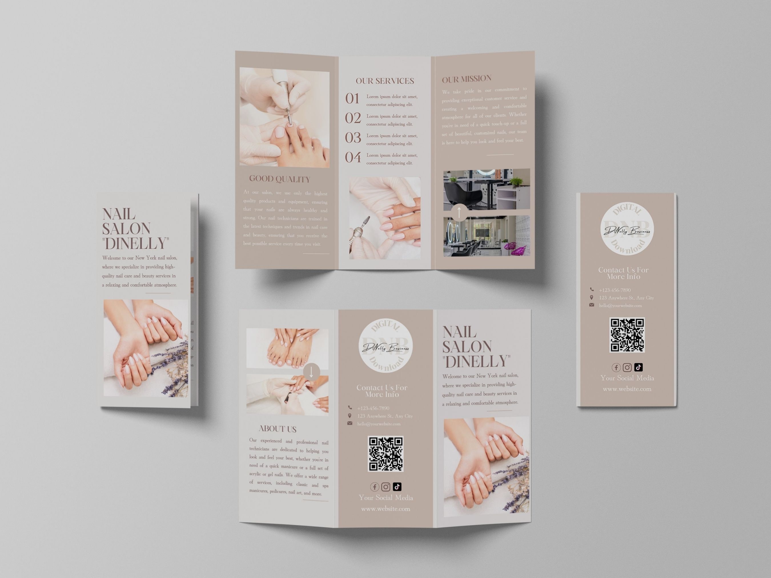 Trifold Nail Salon Brochure Template, Flyer Template Editable in Canva ...