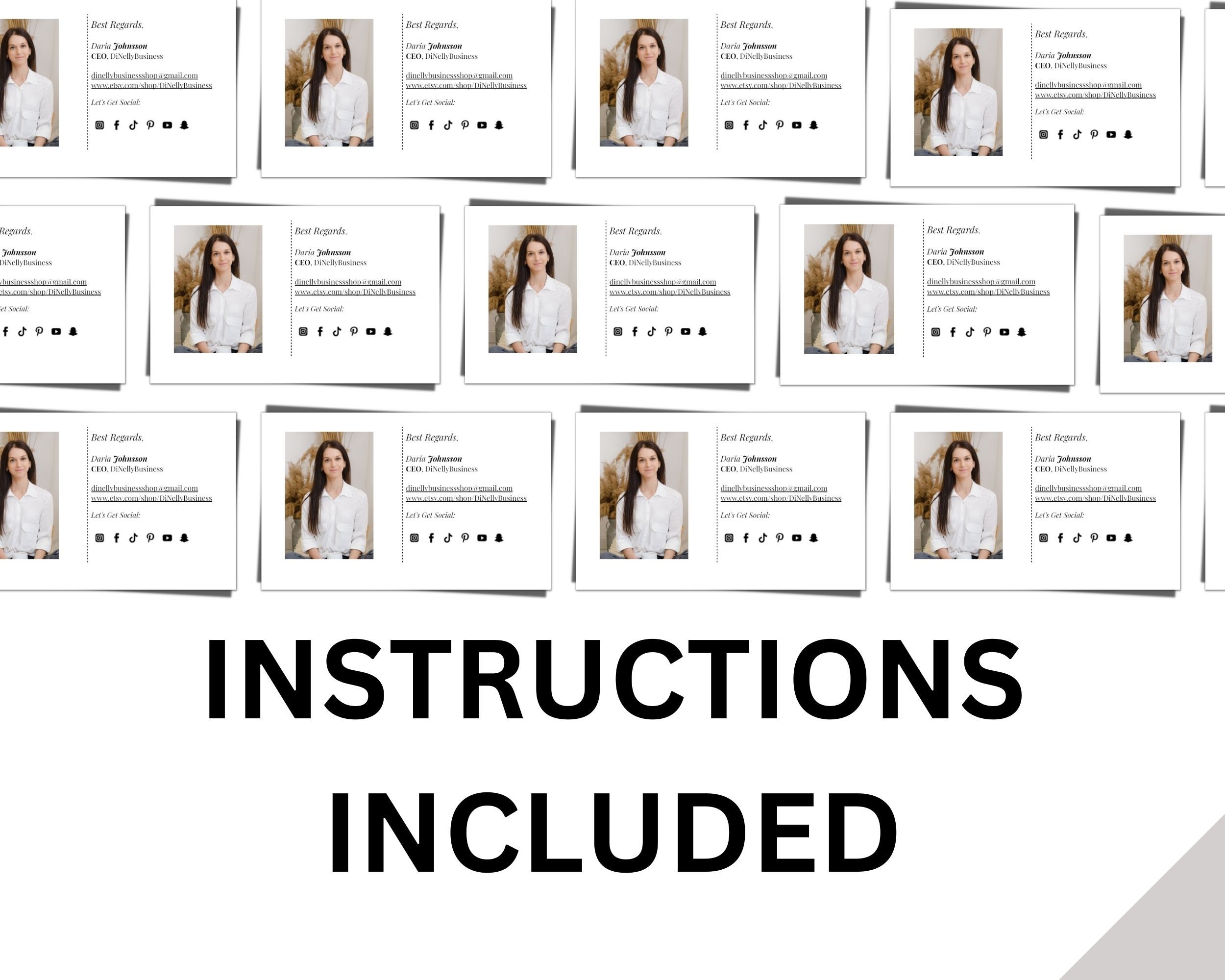 Email Signature Template, Editable Google Docs Signature Design, Clickable Links, Clickable ...