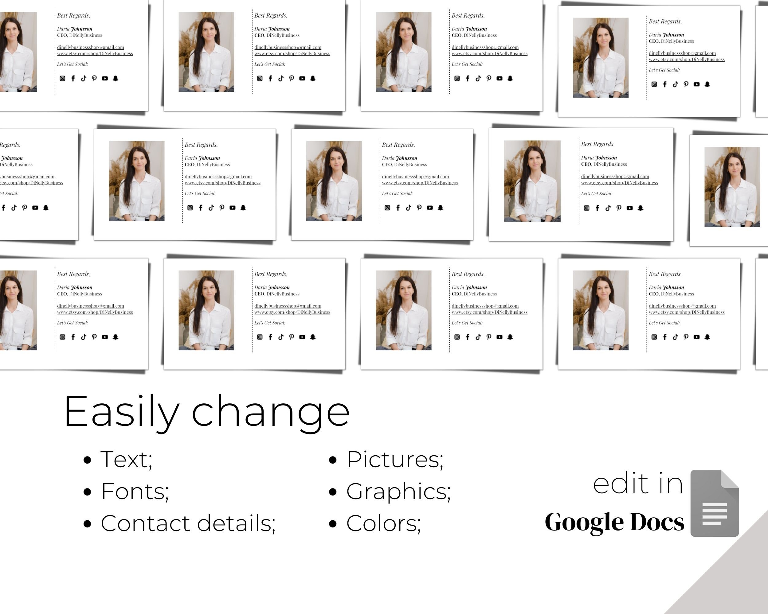 Email Signature Template, Editable Google Docs Signature Design ...