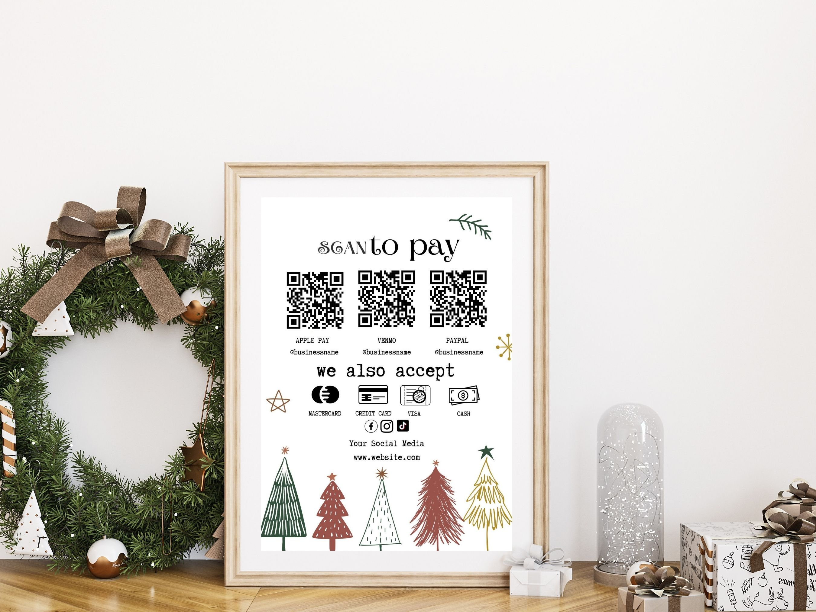 Christmas Scan to Pay Canva Template, Editable QR Scan to Pay Canva ...