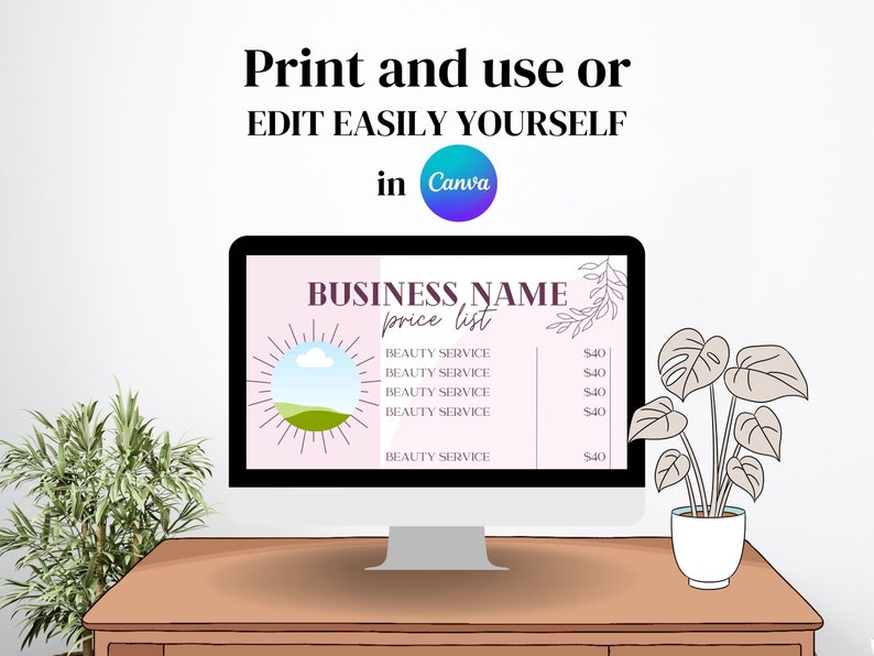 Editable Pink Price List Template for Small Business, Pricing Sheet ...