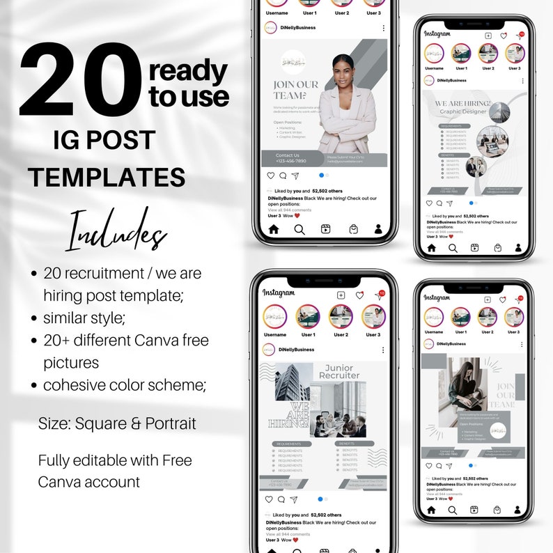 20 Recruitment Instagram Post Templates | We Are Hiring Instagram Posts ...