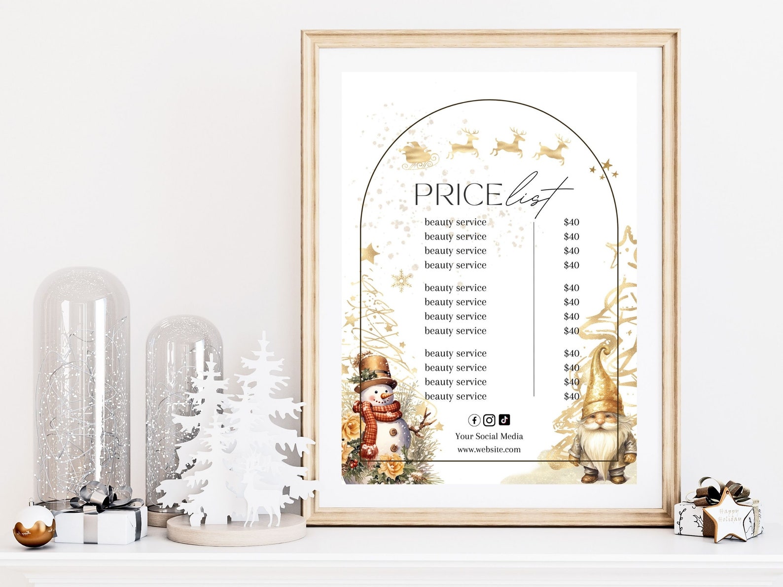 Christmas Price List Template Editable, Spa and Salon Price List ...