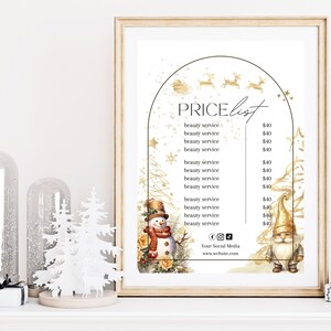 Christmas Price List Template Editable, Spa and Salon Price List ...