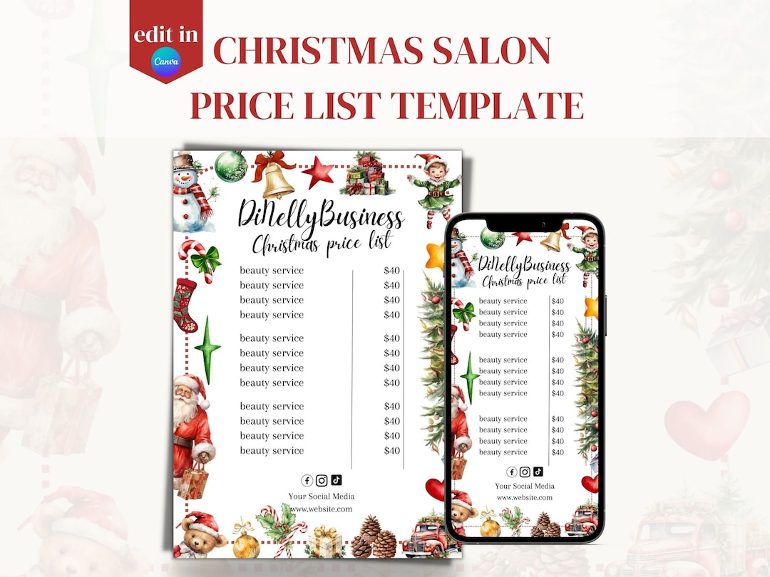 Christmas Price List, Salon Price List, Ig Price List, Christmas ...