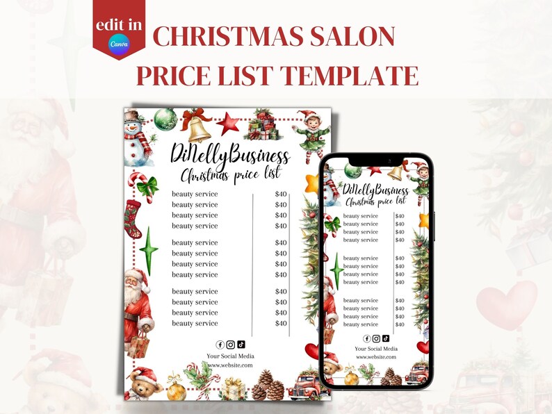 Christmas Price List, Salon Price List, Ig Price List, Christmas ...