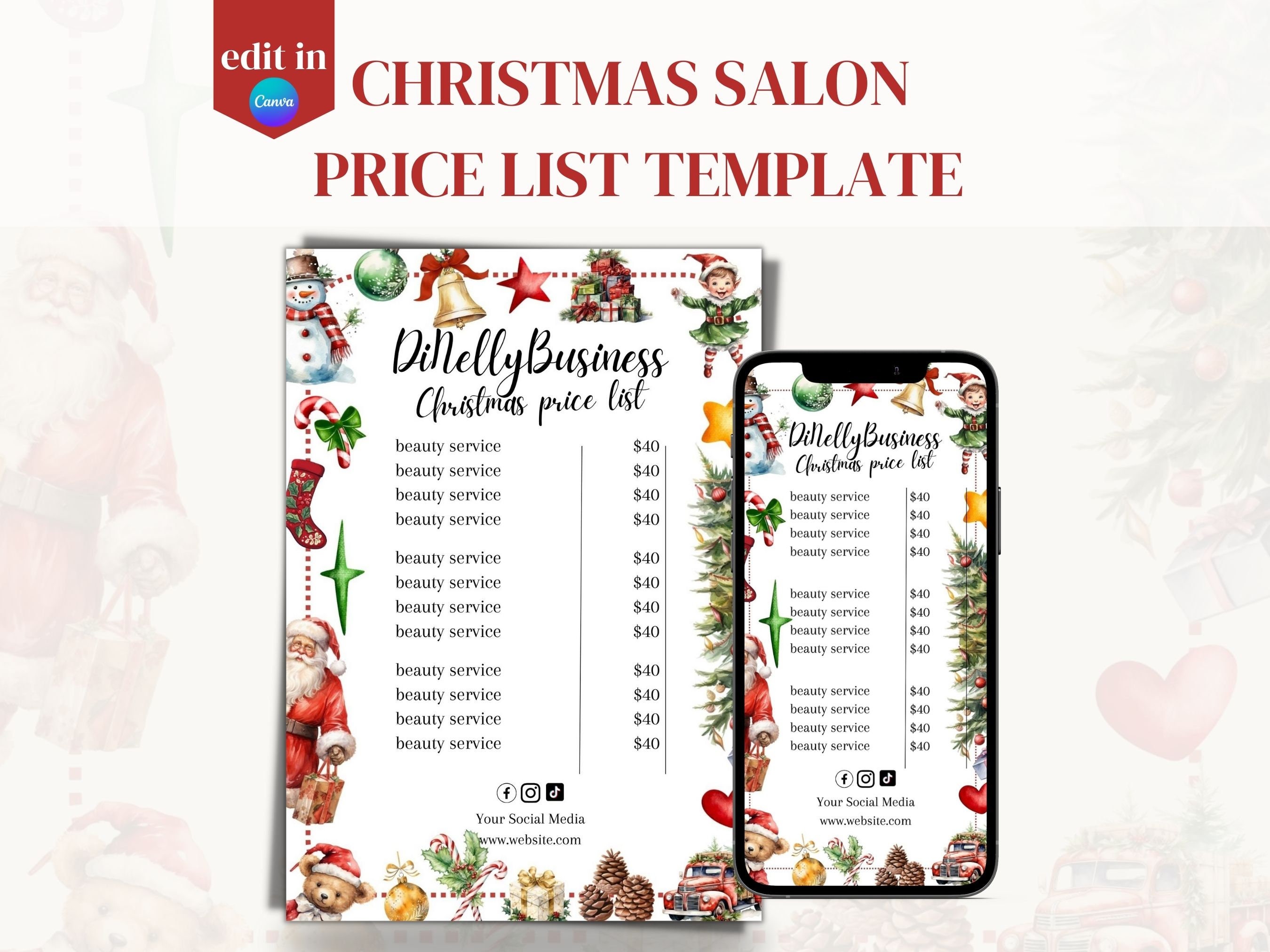 Christmas Price List, Salon Price List, Ig Price List, Christmas ...