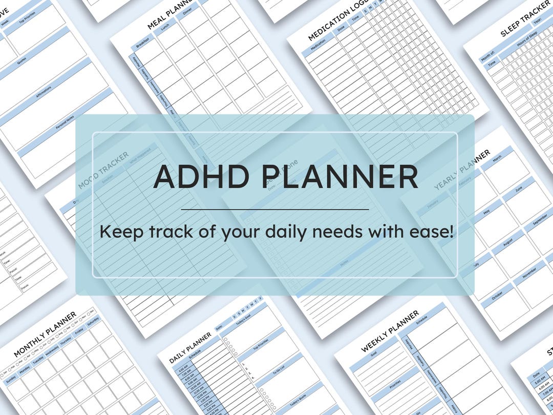 ADHD Planner Printable Bundle: Daily, Weekly, Monthly Trackers (PDF) - Etsy