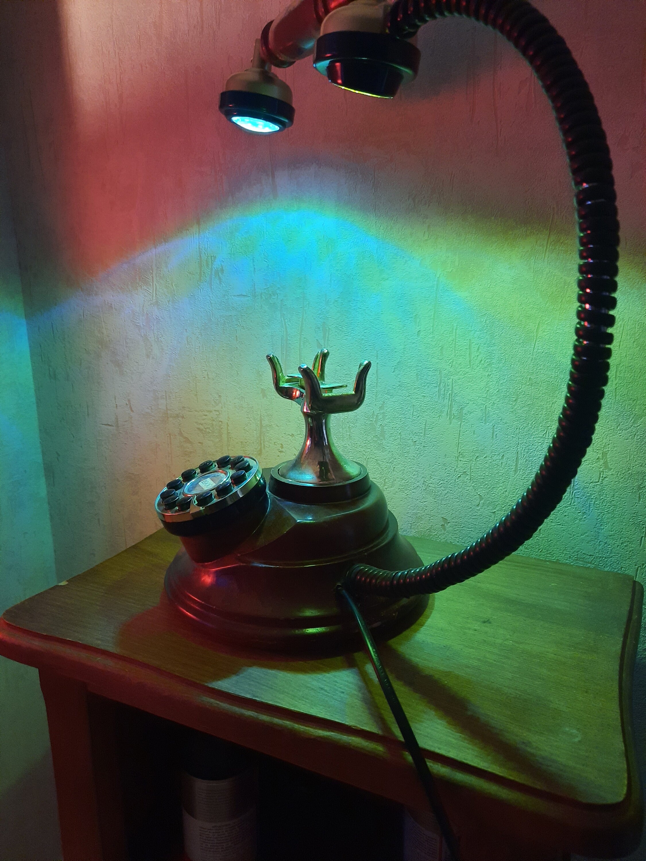 Vintage Telephone Lamp, Blue and Green Light. - Etsy
