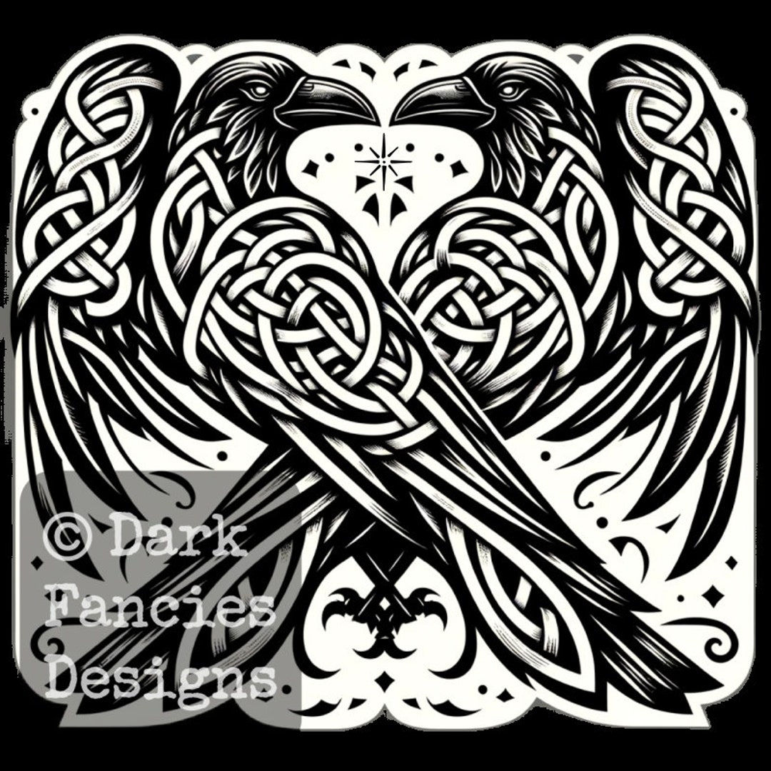 CELTIC CROWS Knotwork Clipart Printable Digital High-resolution Art ...