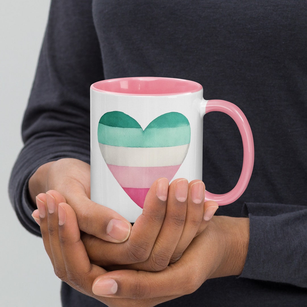 Abrosexual Pride Flag Watercolor Heart Queer Love Gay Pride Mug With