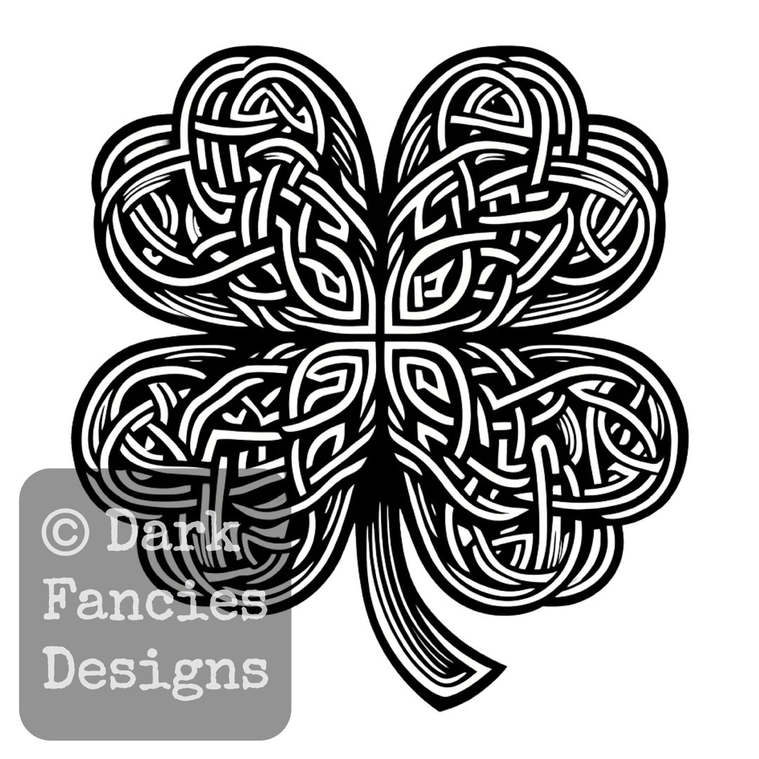 Celtic Knotwork FOUR Leaf CLOVER Beautiful Digital Art High Resolution ...