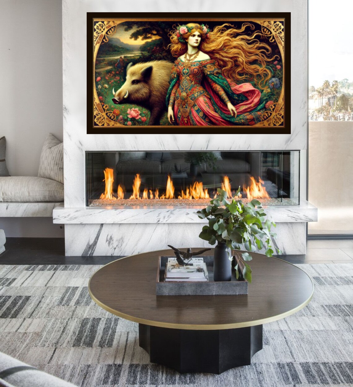 Norse Goddess FREYA and Her Boar HILDISVINI High Resolution Digital Art ...