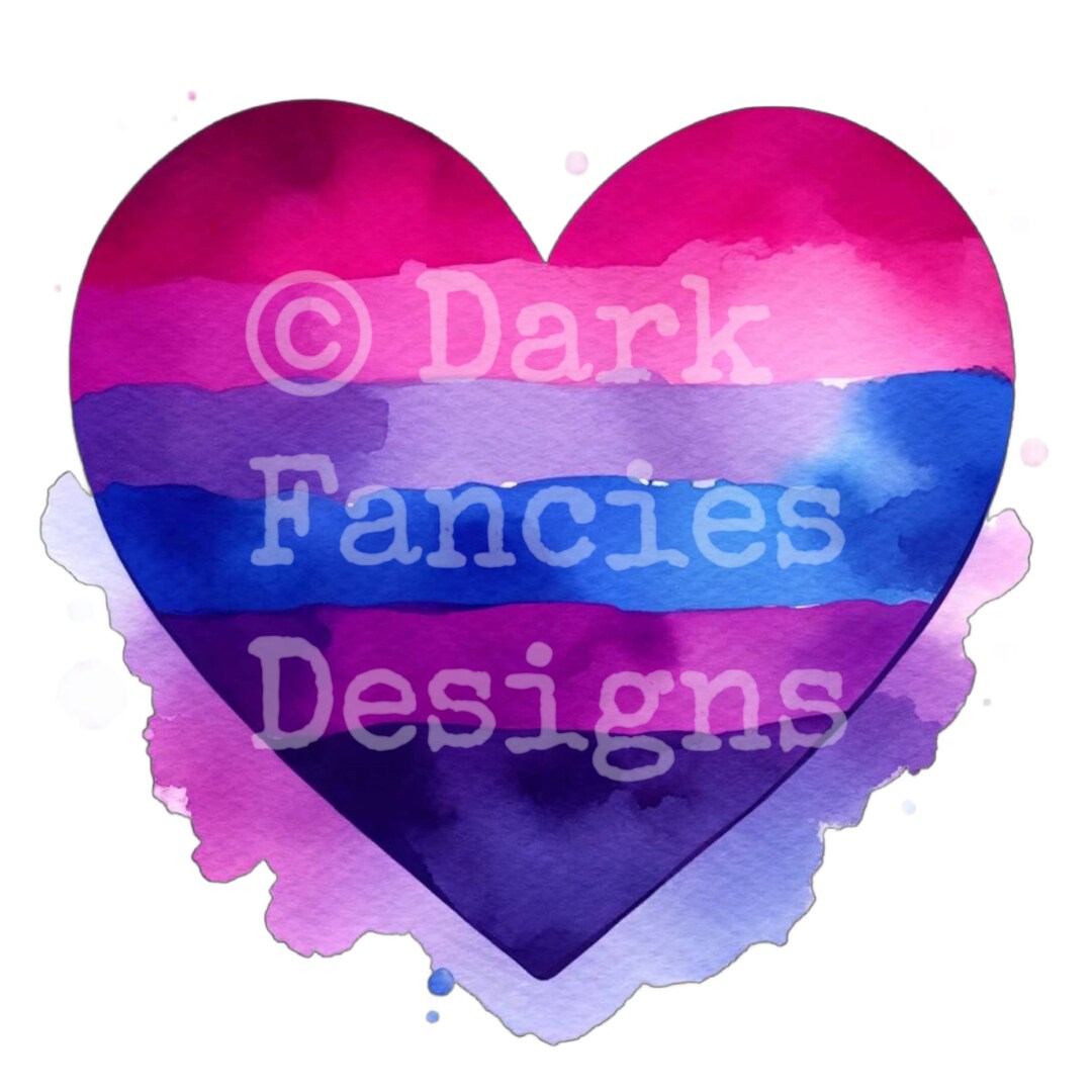 BISEXUAL Pride Flag Beautiful Watercolor Heart Digital Print Instant ...