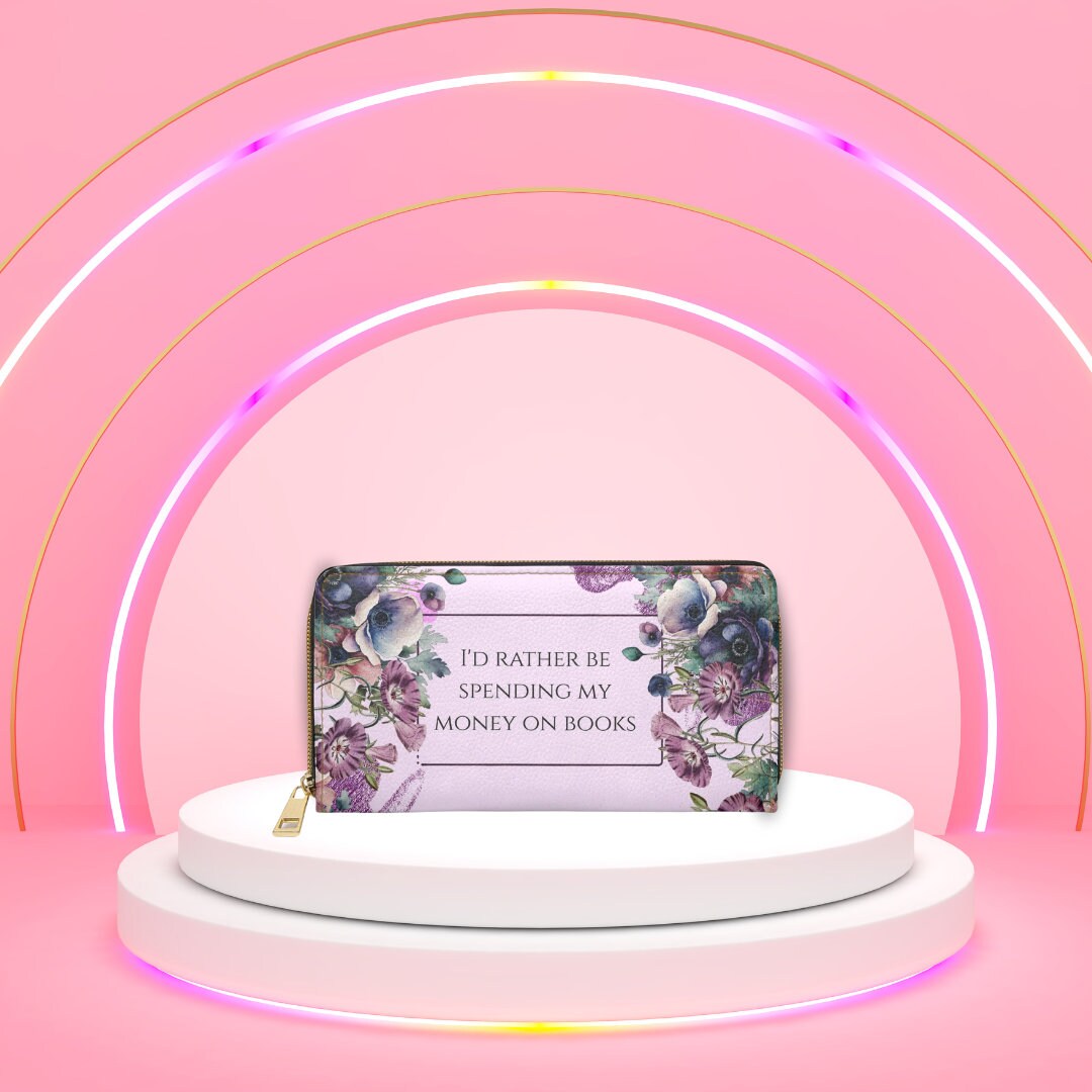 Purple Flower Book Wallet, Bookish Wallet, Book Purse, Book Lover Gift ...