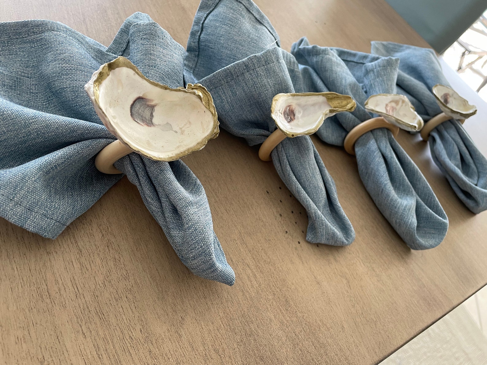 Oyster Shell Napkin Rings - Gold Trimmed (set of 4) - Etsy