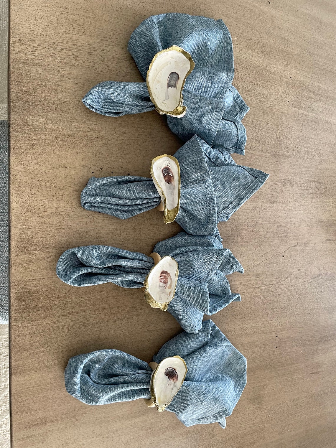 Oyster Shell Napkin Rings set of 4 - Etsy