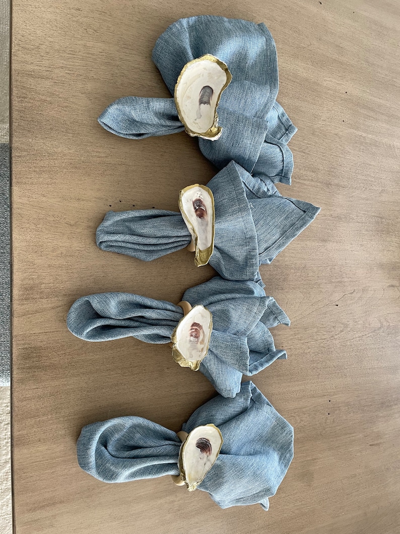 Oyster Shell Napkin Rings set of 4 - Etsy