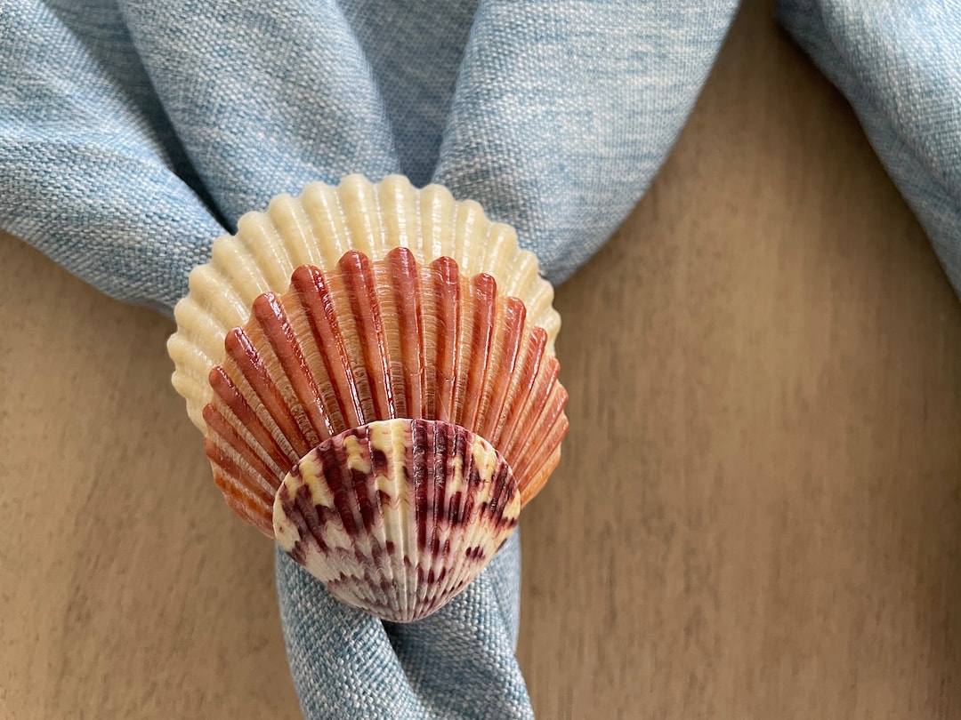 Scallop Shell Napkin Rings set of 4 - Etsy
