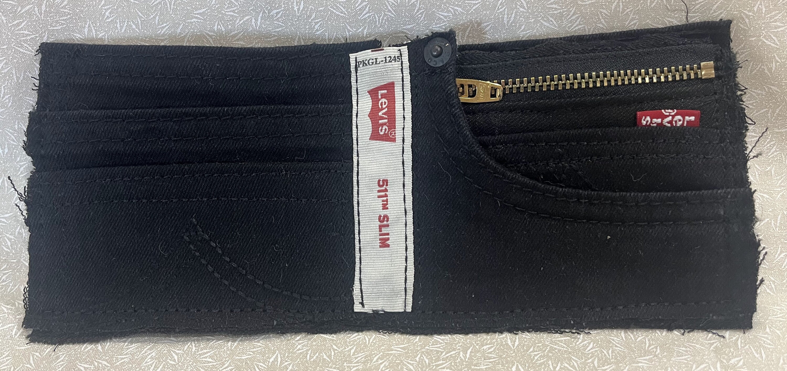 Levi Jeans Wallet Black Denim Folding - Etsy