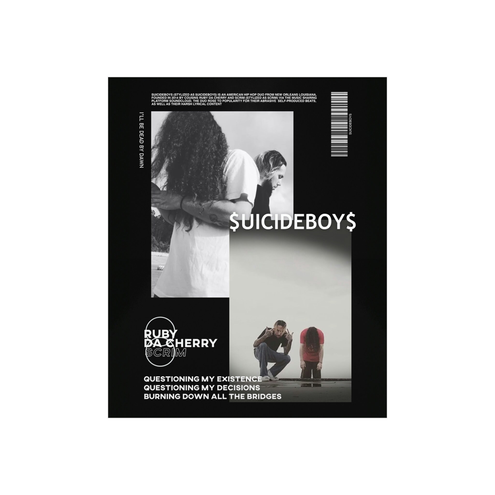 SUICIDEBOYS - Suicideboys Poster - Suicideboys Merch - Ruby - Scrim ...