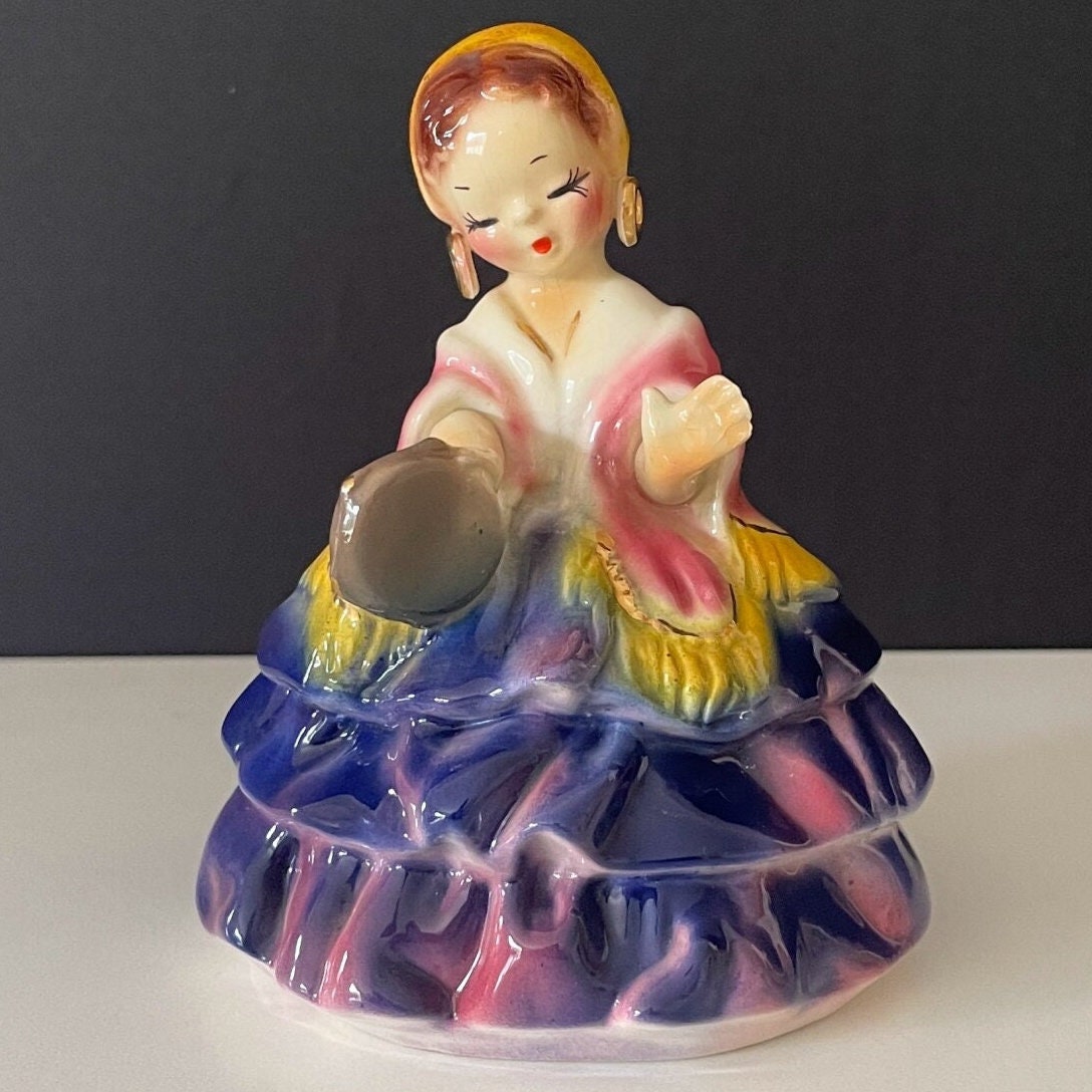 Vintage RARE Josef Originals Figurine "tina" Gypsy Girl With Tamborine ...